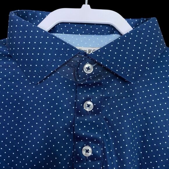 Collars & Co. | Shirts | Collars Co Polo Shirt Mens L Blue Polka Dot ...